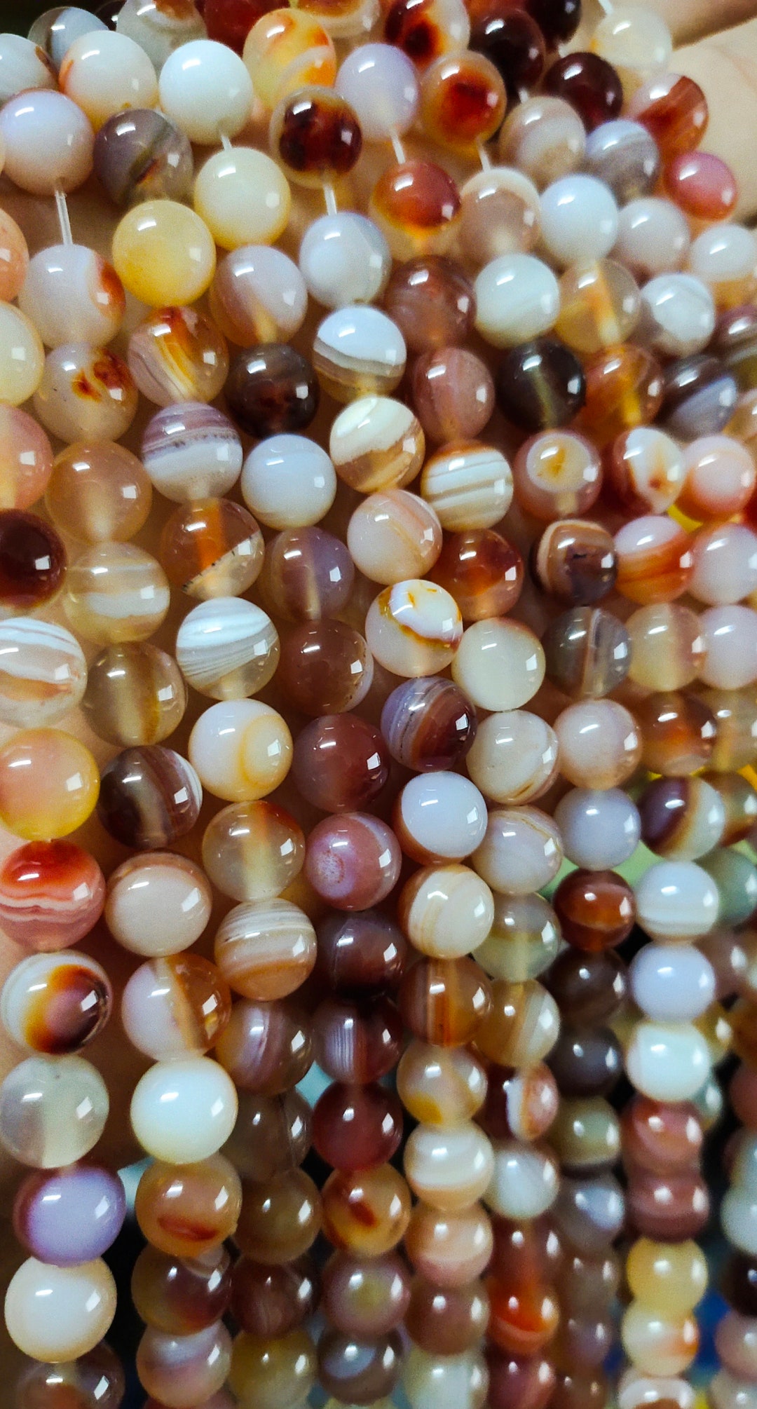 1 Full Strand Striped Agate Beads ,banded Agate Beads ,smooth Round ...