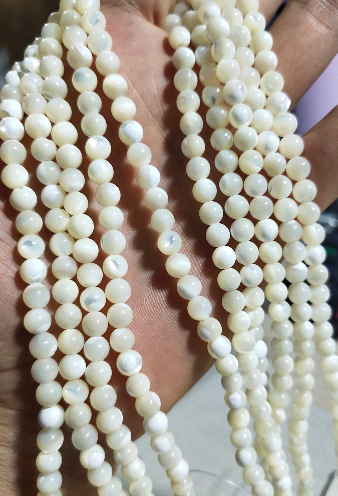 1 Full Strand 2mm 4mm 6mm 8mm 10mm Mother of Pearl Round Beads ,natural ...