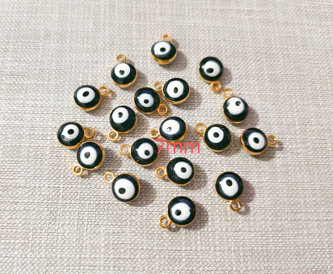 20pcs Enamel Evil Eye Charms 7mm Turkish Eye Charms Black - Etsy
