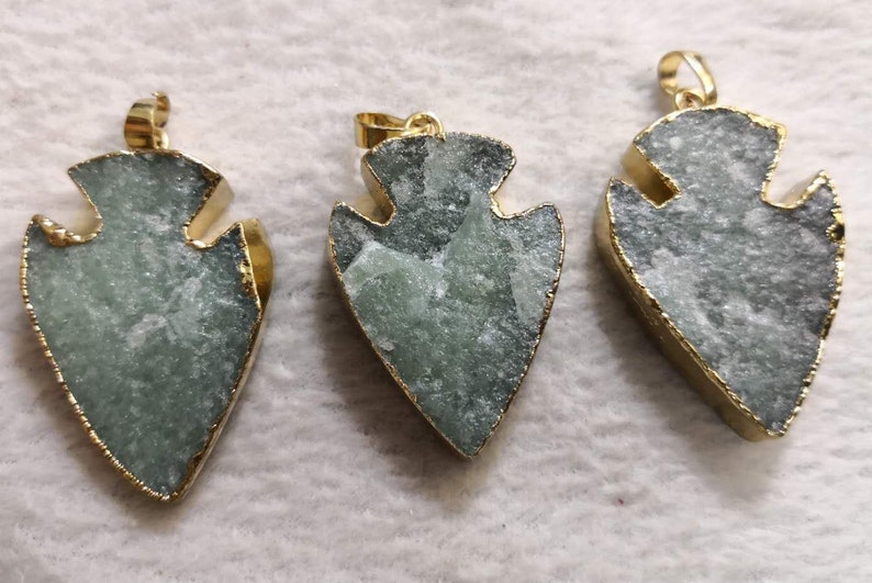 3pcs Arrowhead Natural Raw Crystal Pendant Quartz Druzy | Etsy