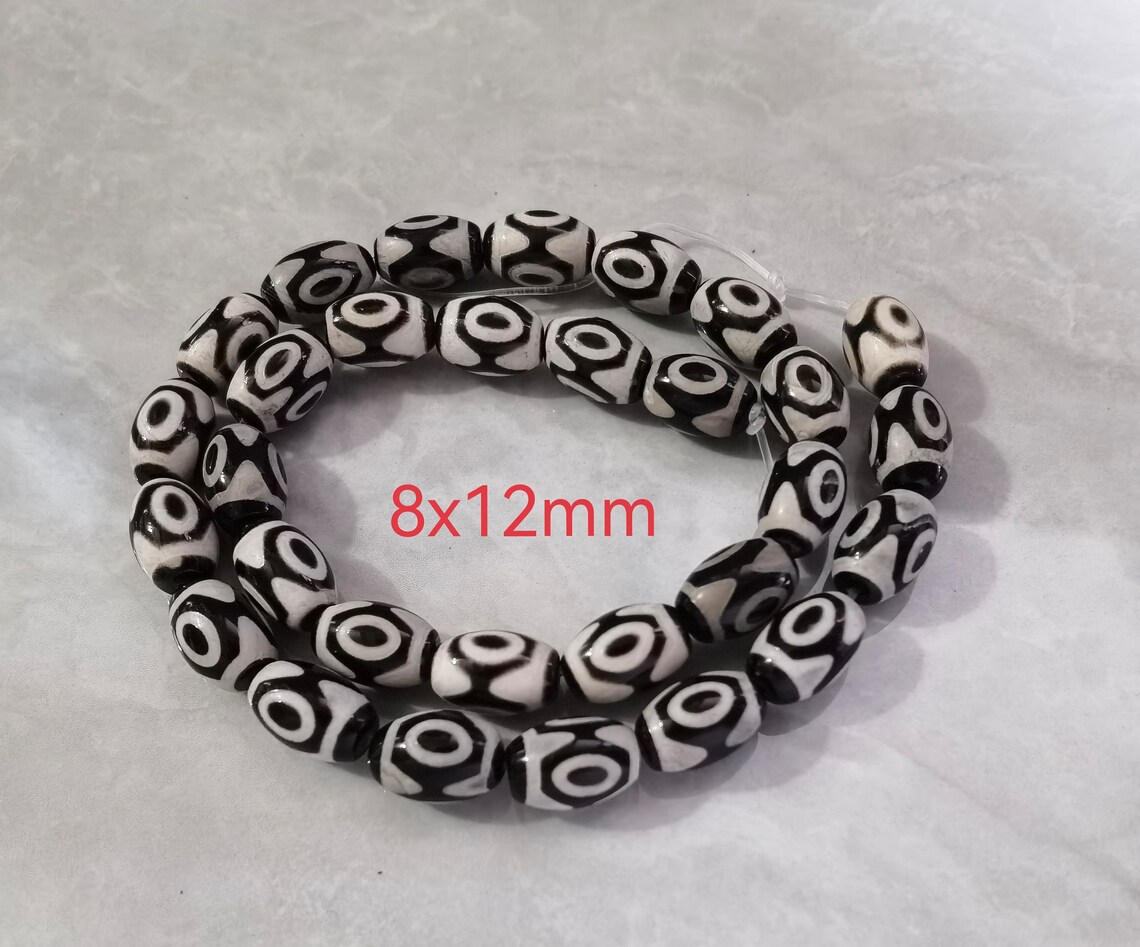 1 Full Strand Tibetan Dzi Agate Barrel Drum Beads ,tibetan Natural ...