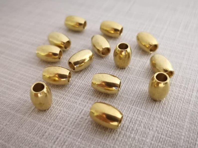 30pcs Large Hole Brass Oval Barrel Beads 6x8mm Barrel Beads - Etsy
