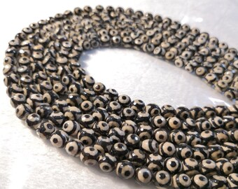 1 Full Strand Tibetan Dzi Beads ,blue and White Tibetan Agate Beads ...
