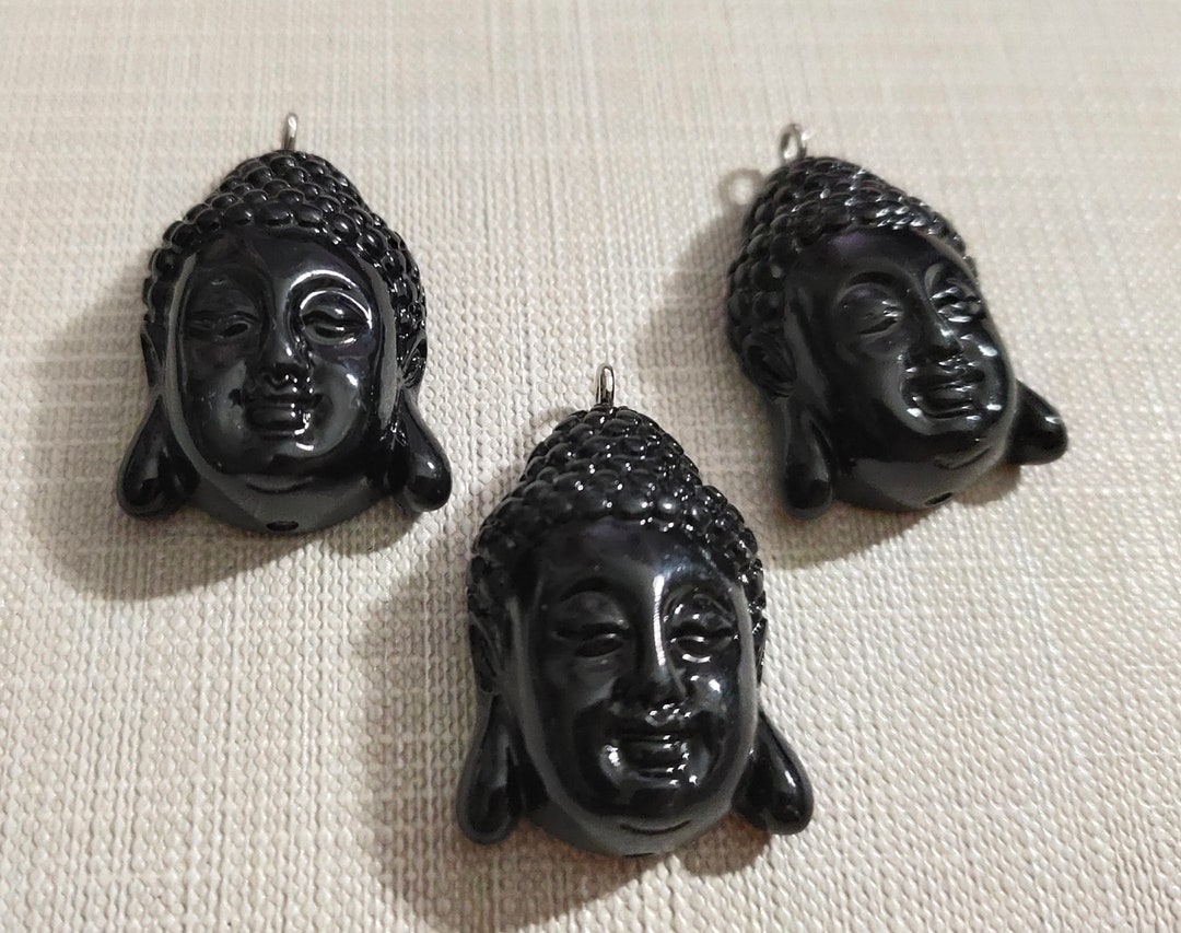 10pcs Resin Buddha Head Charms , Black Buddha Charm ,buddha Charms ...