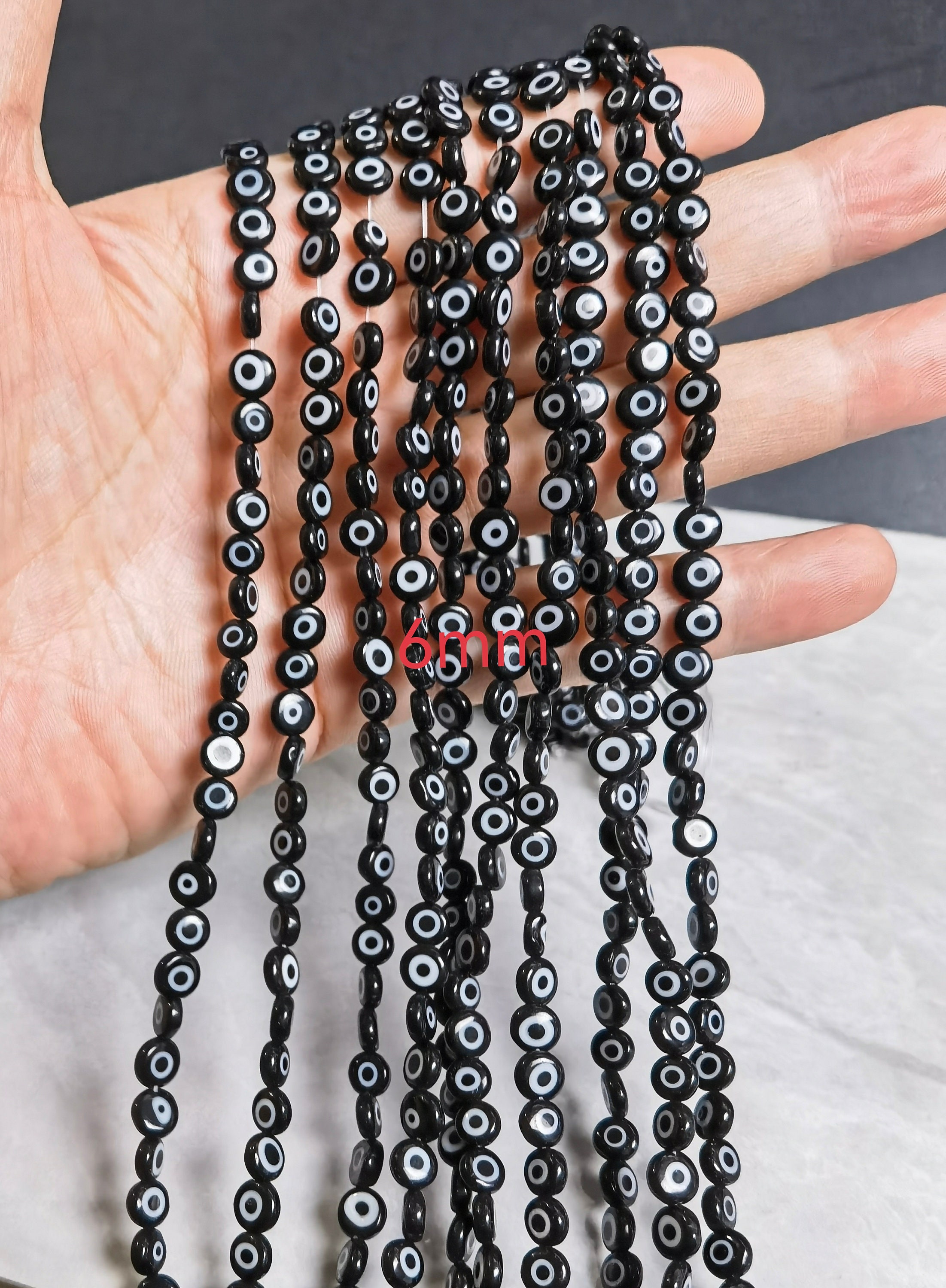 Glass Evil Eye Flat Round Beads black Evil Eye Beads 4 - Etsy