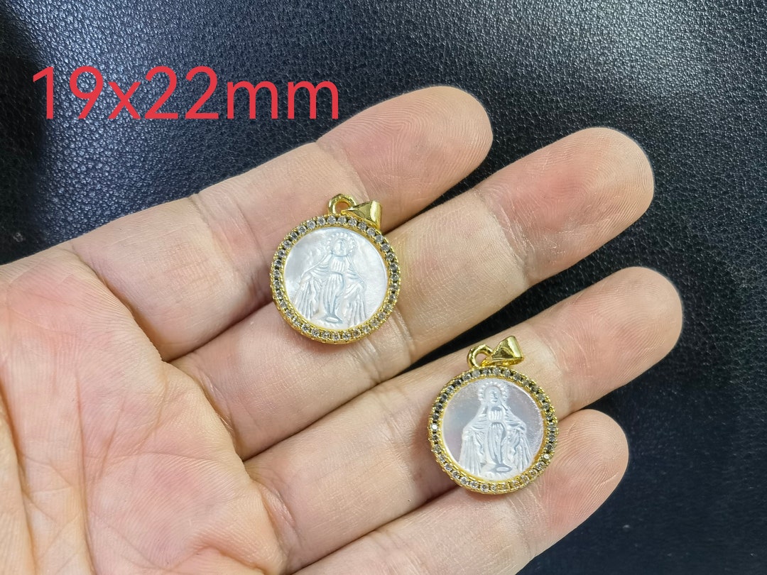 Mother of Pearl Carving Jess Mary Charms, Cubic Zirconia Micro Paved ...