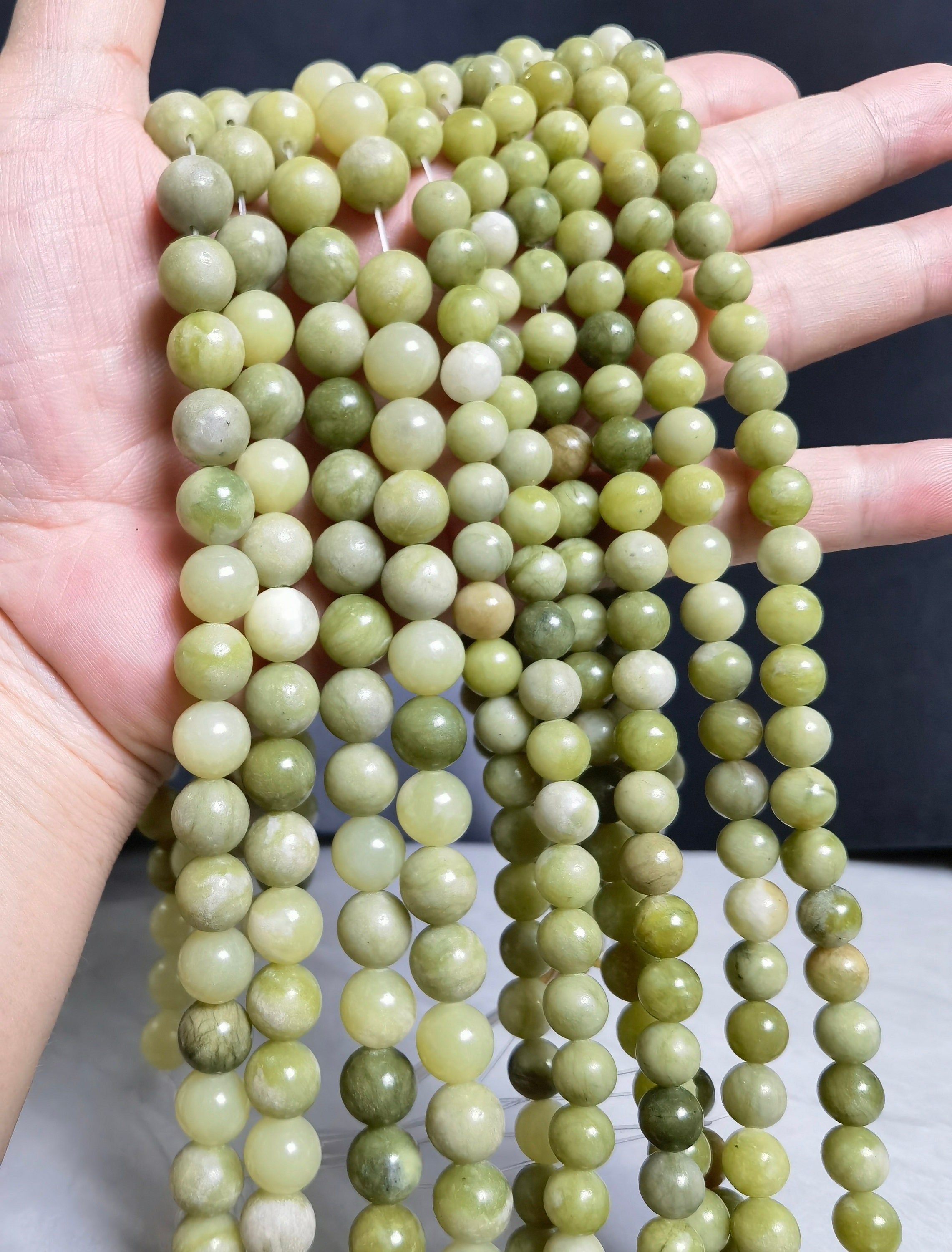 1 Full Strand Olive Green Jade Round Beads ,jade Beads ,6m 8mm 10mm ...