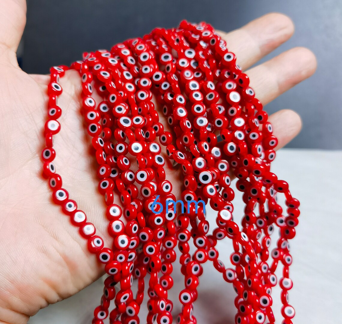 Glass Evil Eye Flat Round Beads ,red Evil Eye Beads ,4 - 12mm Turkish ...