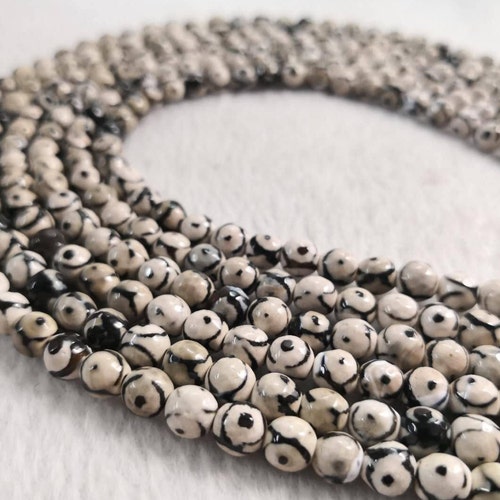 1 Full Strand Tibetan Dzi Beads blue and White Tibetan Agate - Etsy