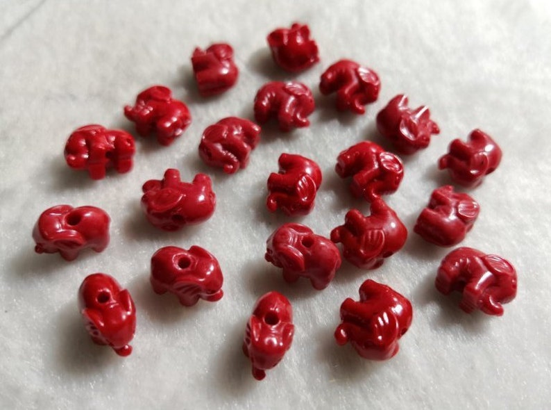 30pcs Resin Elephant Beads ,red Elephant Beads , Elephant Jewelry ...
