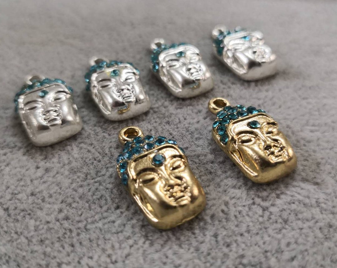 10pcs Rhinestone Buddha Charms , Buddha Pendants ,22x12mm Blue Buddha ...