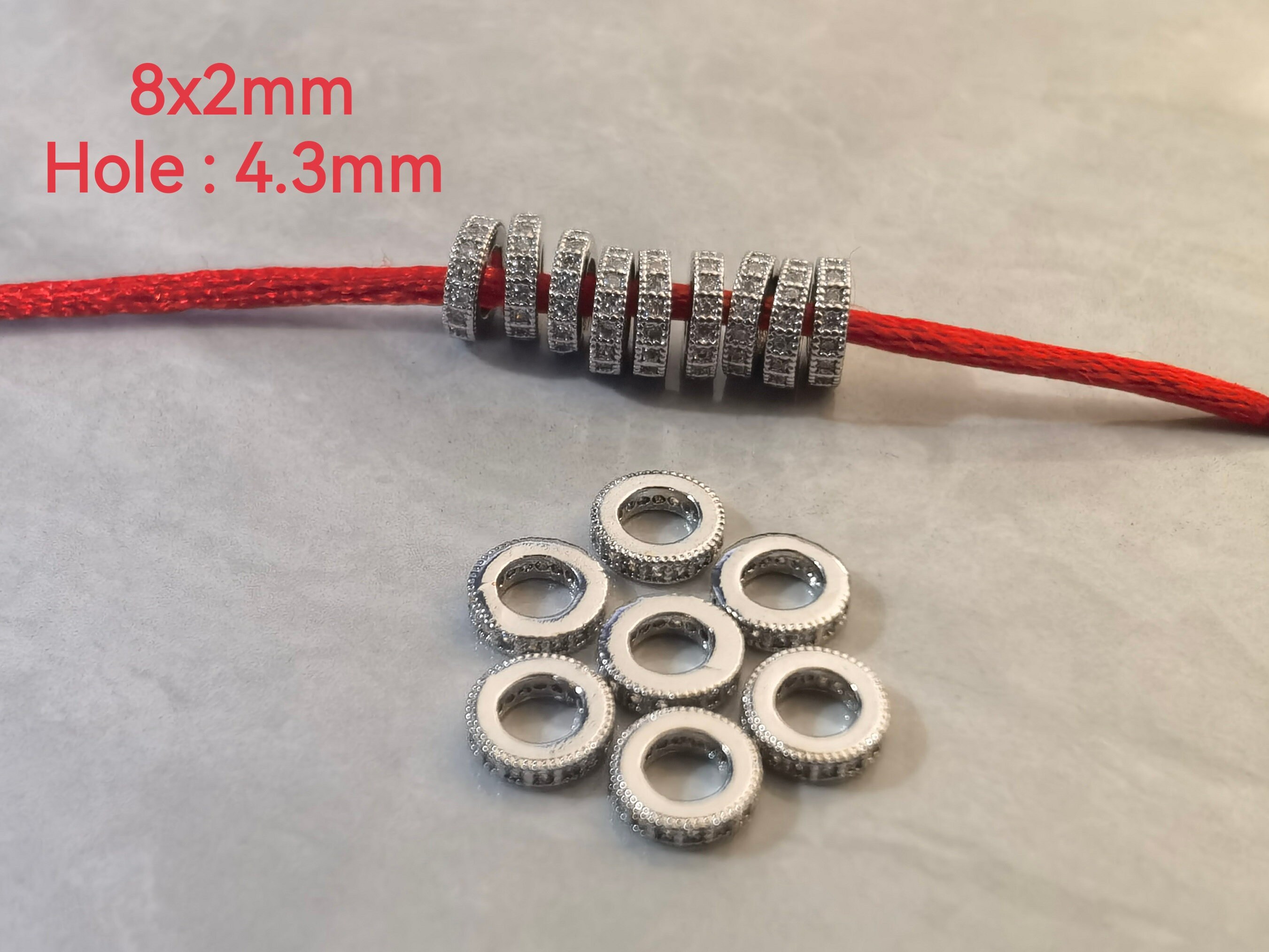 CZ Micro Pave Rondelle Spacer Beads ,2x8mm Rondelle Beads ,platinum ...