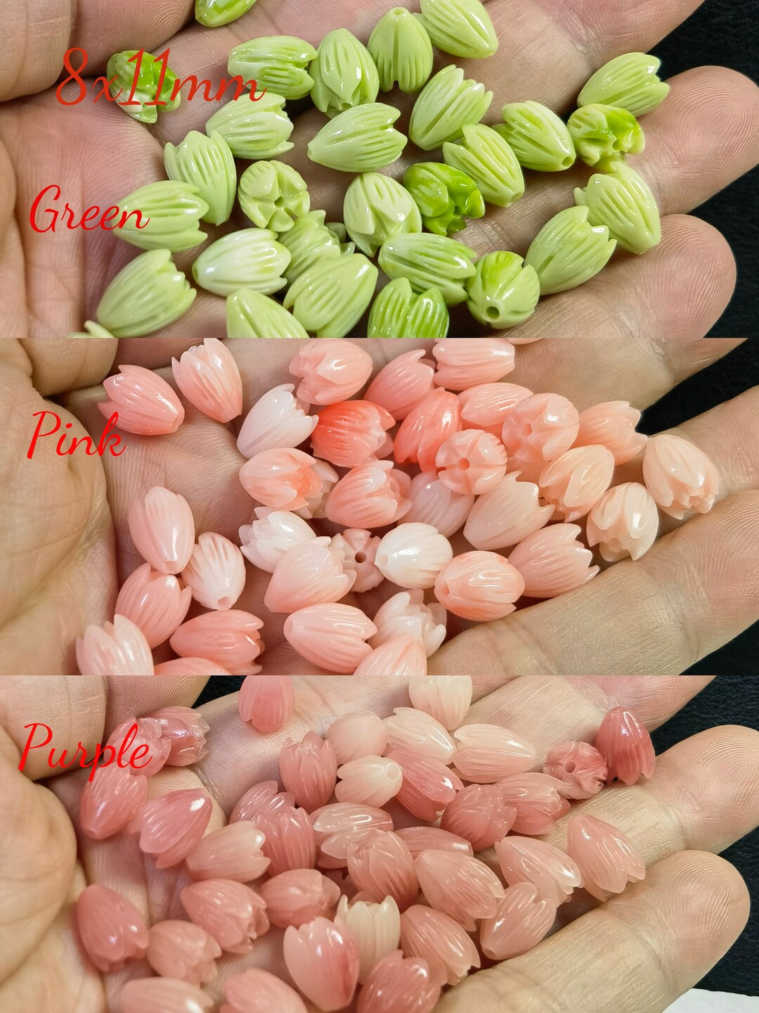 Composite Resin Coral Pikake Beads ,various Shades of Fuchsia Blue Red ...