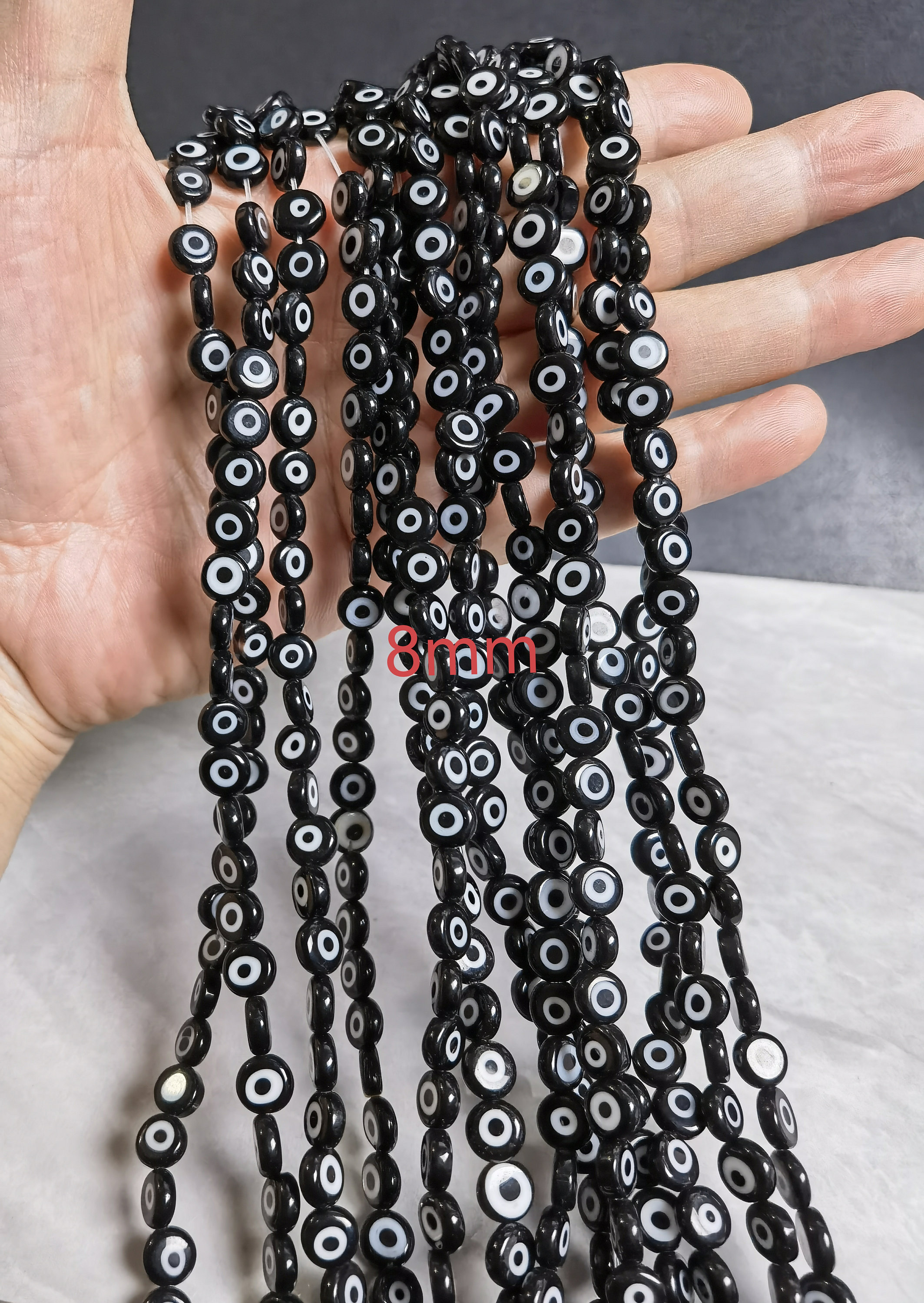 Glass Evil Eye Flat Round Beads black Evil Eye Beads 4 - Etsy