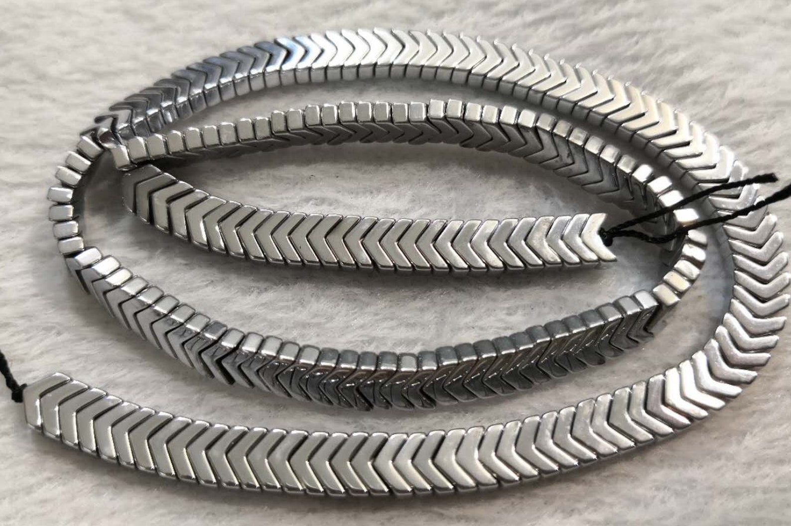 195pcs 6mm Silver Hematite Arrow Bead , Hematite Gemstone , Stone Beads ...