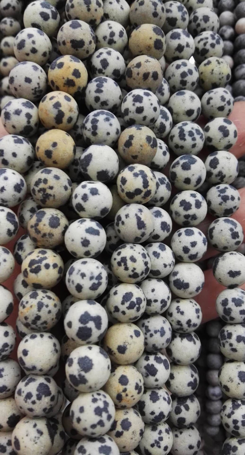 1 Full Strand 6mm 8mm 10mm Matte Dalmatian Jasper Beads | Etsy