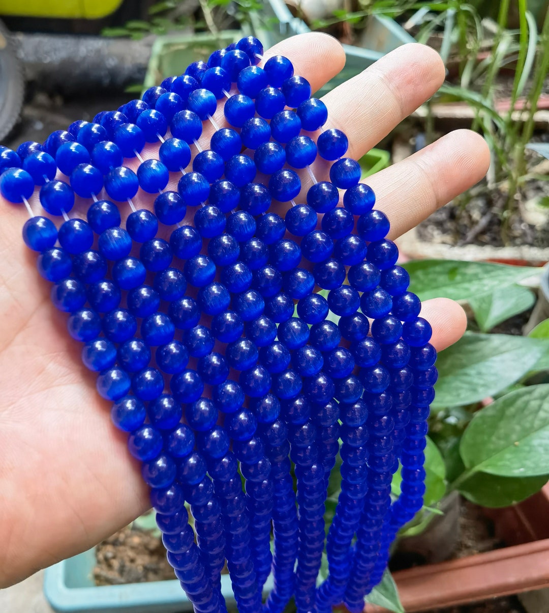 Dark Blue Cat's Eye Round Loose Beads , Cat Eye Beads , 6mm 8mm 10mm ...