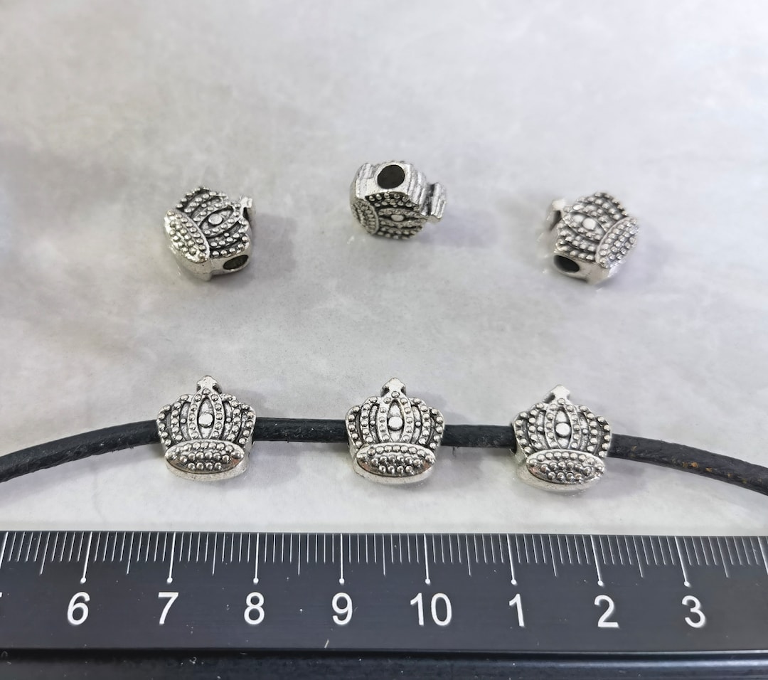 25pcs Double Sided Crown Beads ,large Hole Crown ,12x13mm Silver Crown ...