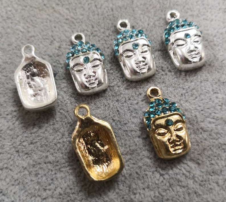 10pcs Rhinestone Buddha Charms Buddha Pendants 22x12mm Blue | Etsy