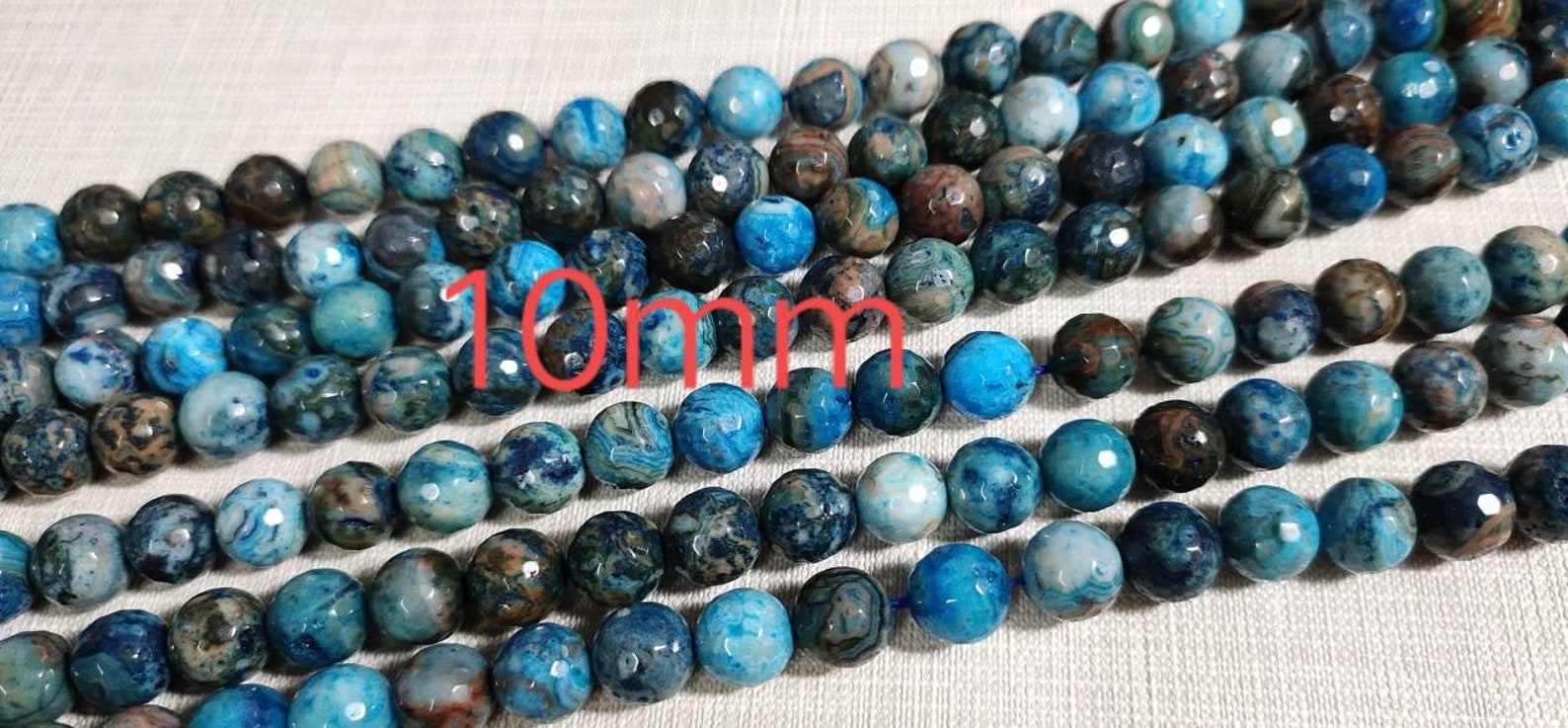 1 Full Strand 6mm 8mm 10mm Blue Crazy Lace Agate Beads ,faceted Round ...