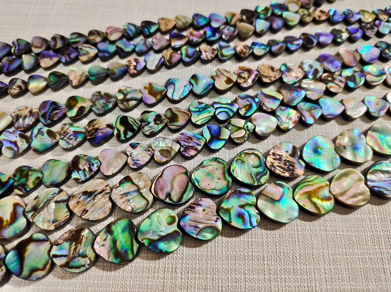 1 Full Strand Rainbow Abalone Heart Shape Beads Paua Shell | Etsy