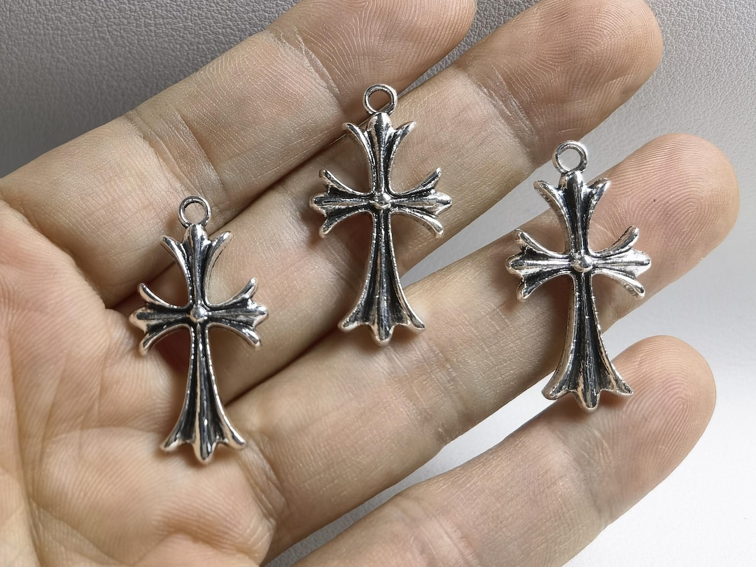 Double Sided Cross Charm Pendants,antique Silver Cross Charm ,32x17mm ...