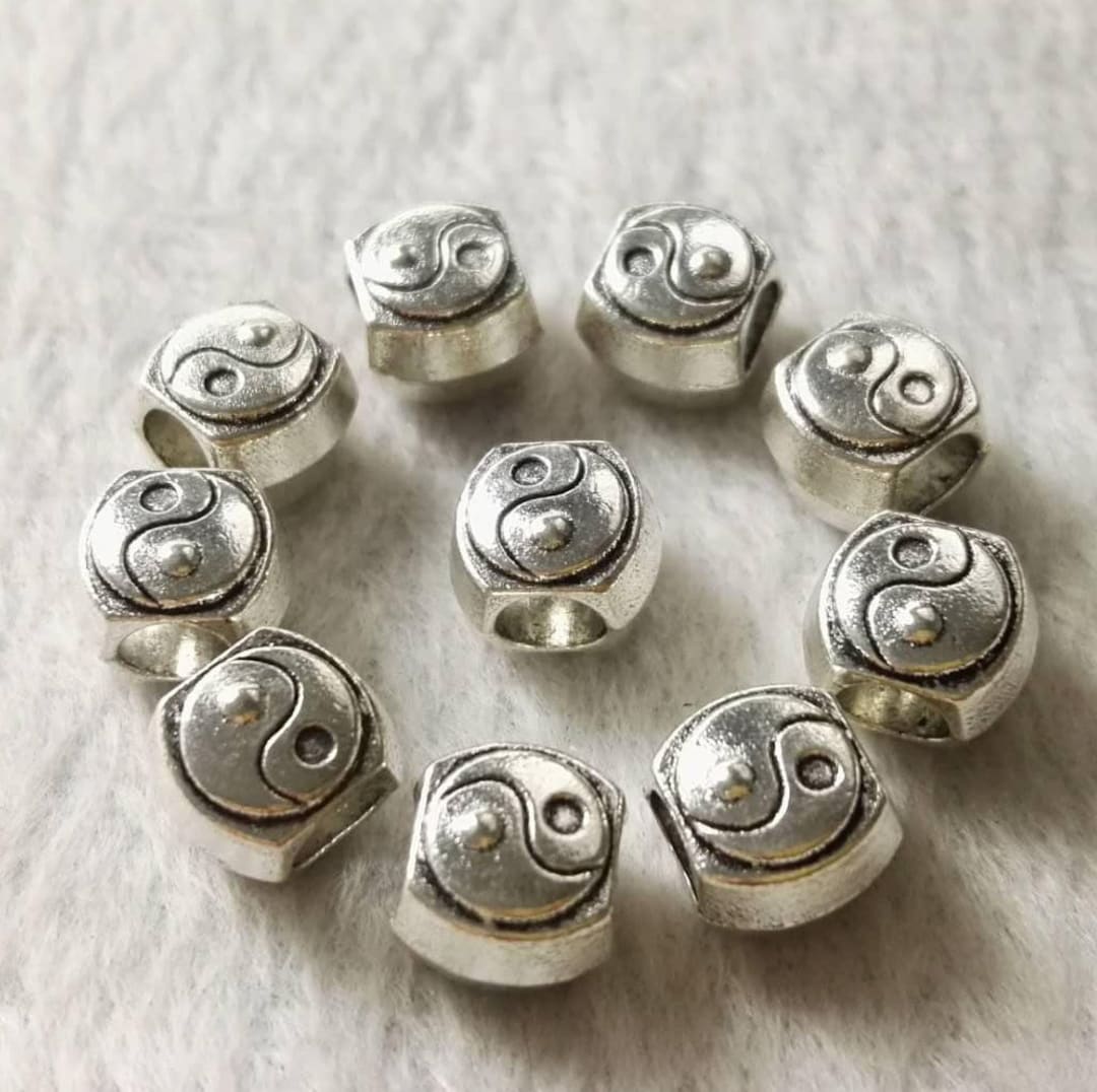 30pcs 2 Sided Yin Yang Spacer Beads , Eight Diagrams Beads , Taoism ...