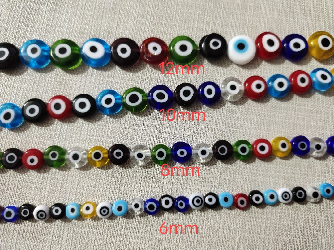 Multicolor Glass Evil Eye Flat Round Beads Evil Eye Beads - Etsy