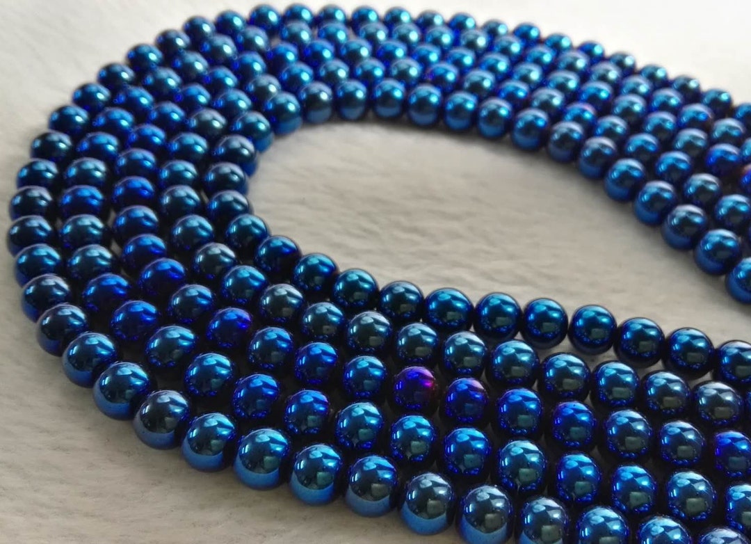 1 Full Strand 6mm 8mm 10mm Blue Hematite Beads ,hematite Round Beads ...