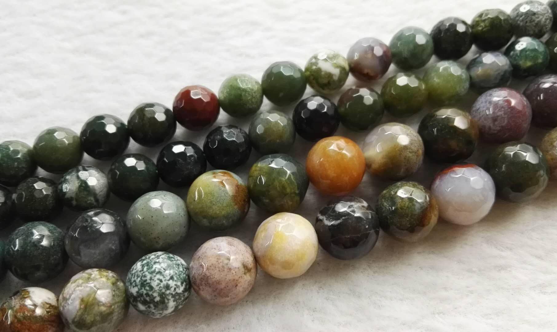 1 Full Strand 6mm 8mm 10mm Indian Agate Beads , Faceted Agate Beads ...