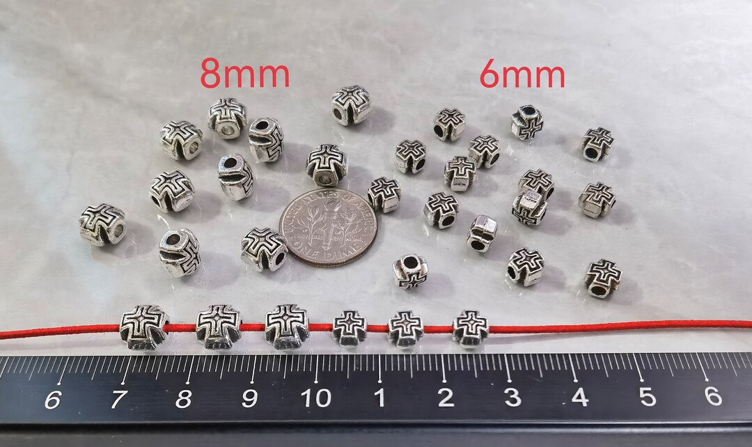 Antique Silver Tiny Cross Beads, Metal Cross Beads ,double Sided Cross ...