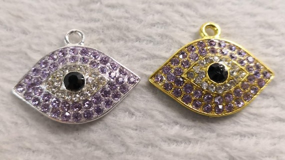 10pcs Violet Rhinestone Evil Eye Charms Evil Eye Pendants | Etsy