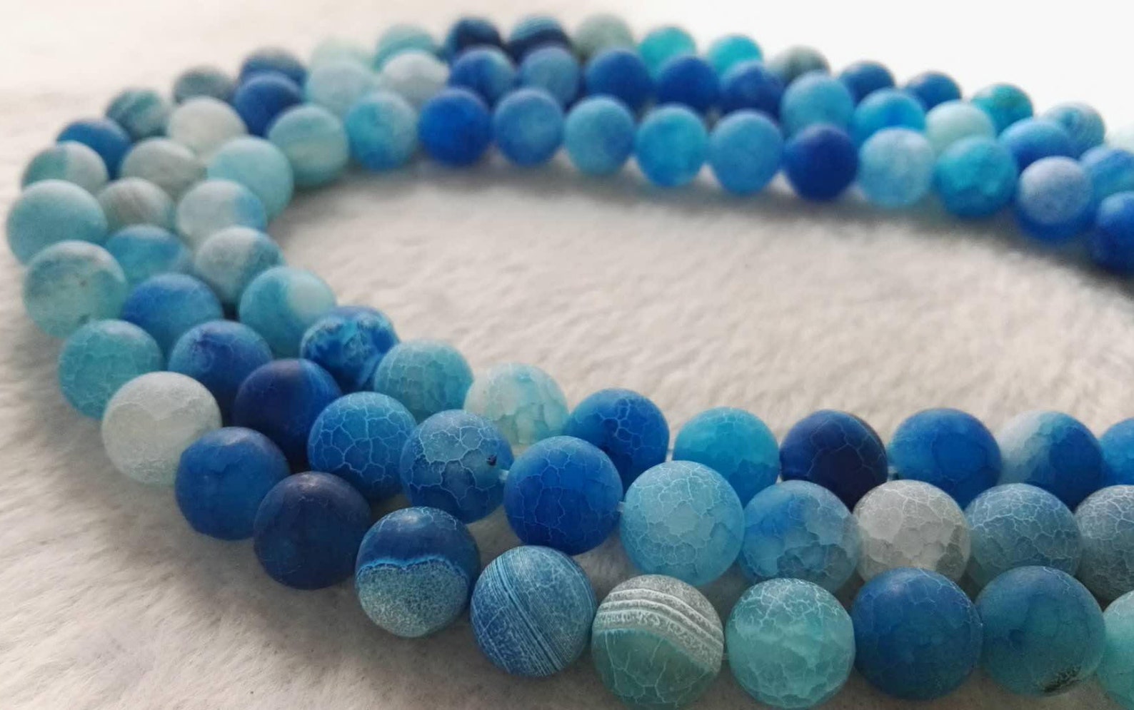 1 Full Strand 8mm 10mm Frosted Agate Beads Matte Agate Beads | Etsy