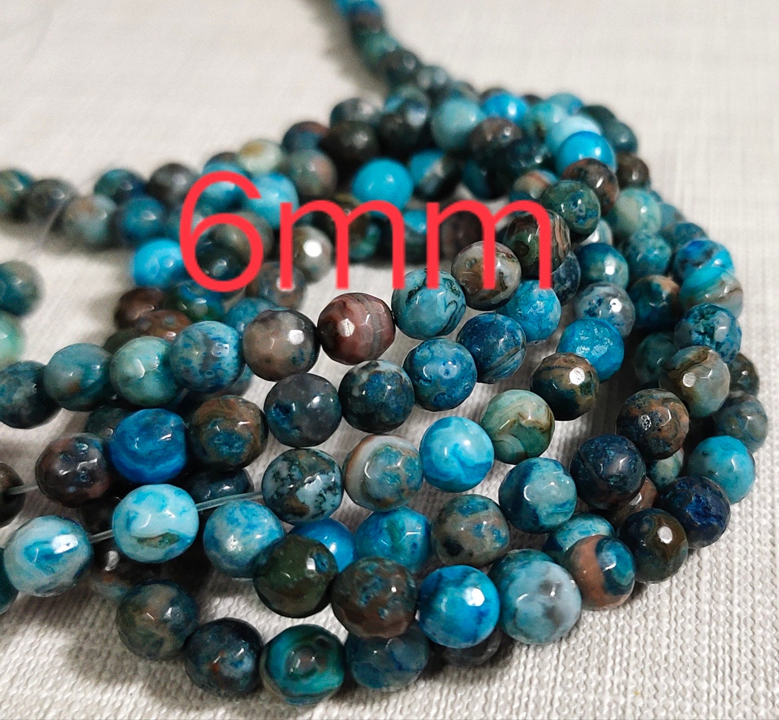 1 Full Strand 6mm 8mm 10mm Blue Crazy Lace Agate Beads ,faceted Round ...