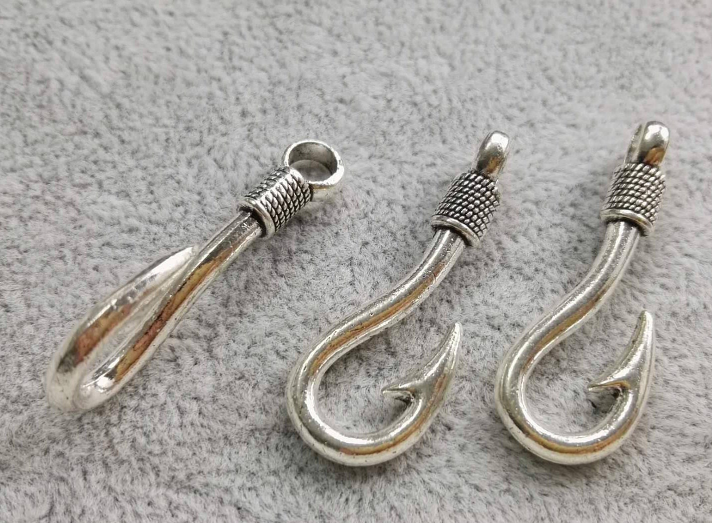 30pcs Fish Hook Charms ,fish Hook Pendant , Fish Hook Jewelry ,13x37mm ...