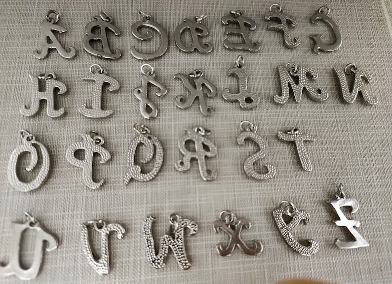 Pave Crystal Letter Charms Rhodium Plated A Z Alphabet - Etsy