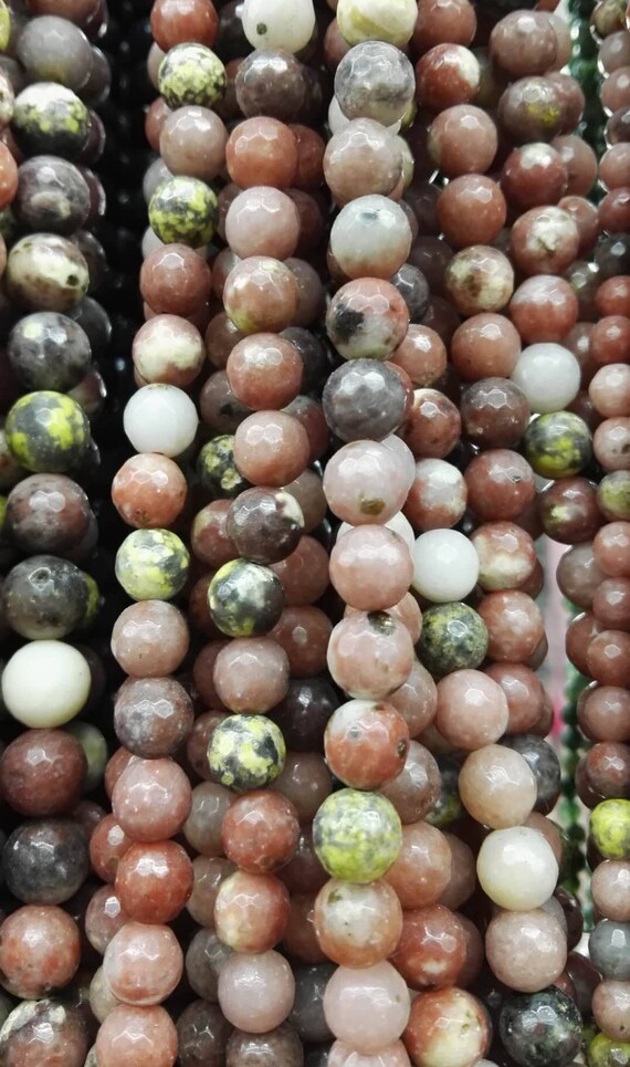 1 Full Strand 6mm 8mm 10mm Plum Blossom Jasper Beads Faceted | Etsy