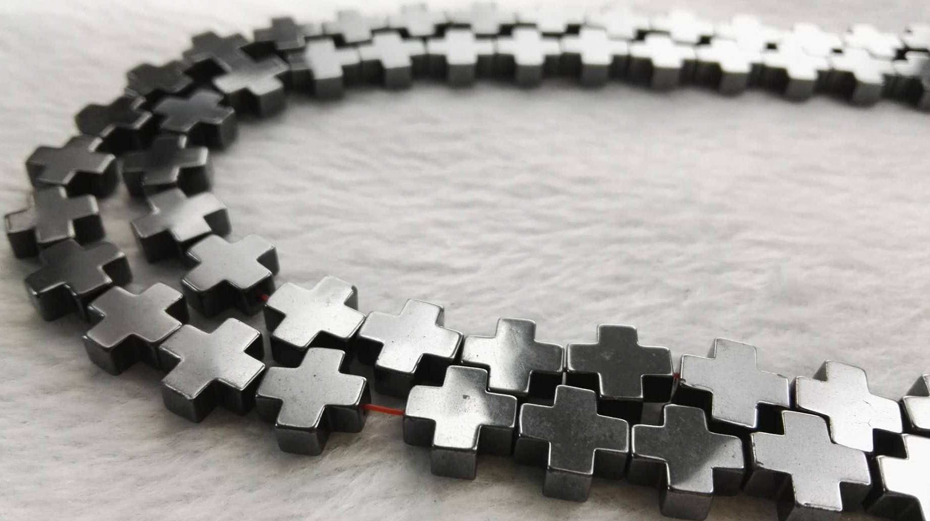 1 Full Starnd 8mm 10mm 12mm Hematite Cross Beads Black - Etsy