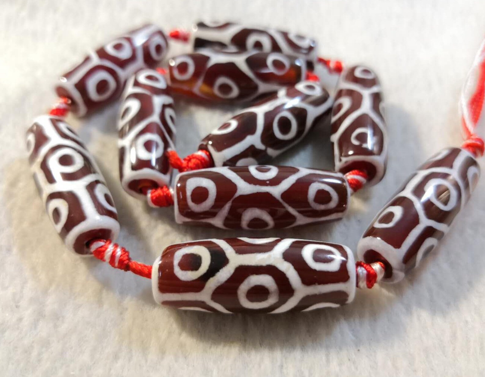 10 Pcs Tibetan Dzi Agate Beads red Tibetan Dzi Drum Barrel - Etsy