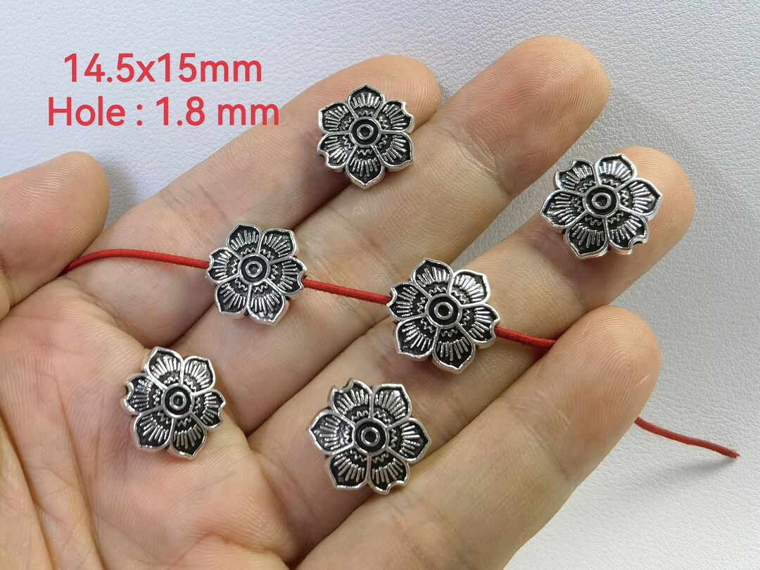 Double Sided Silver Lotus Flower Beads ,14.5x15mm Lotus Beads ,flower ...