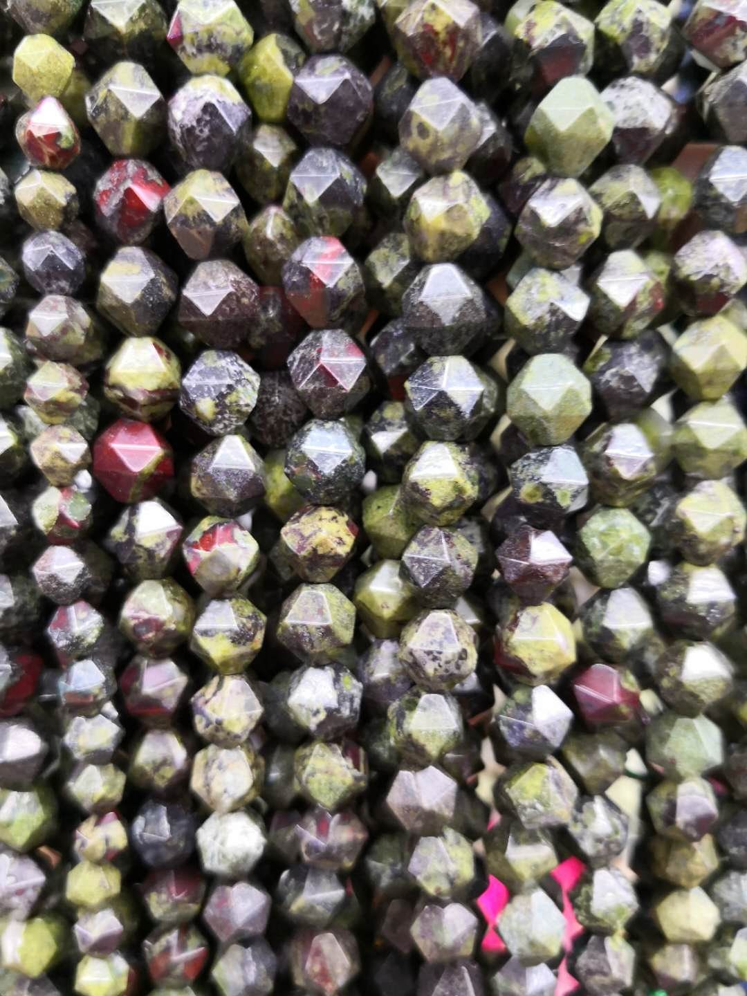 1 Full Strand 8mm Plum Blossom Jasper Faceted Star Cut Beads ,diamond ...