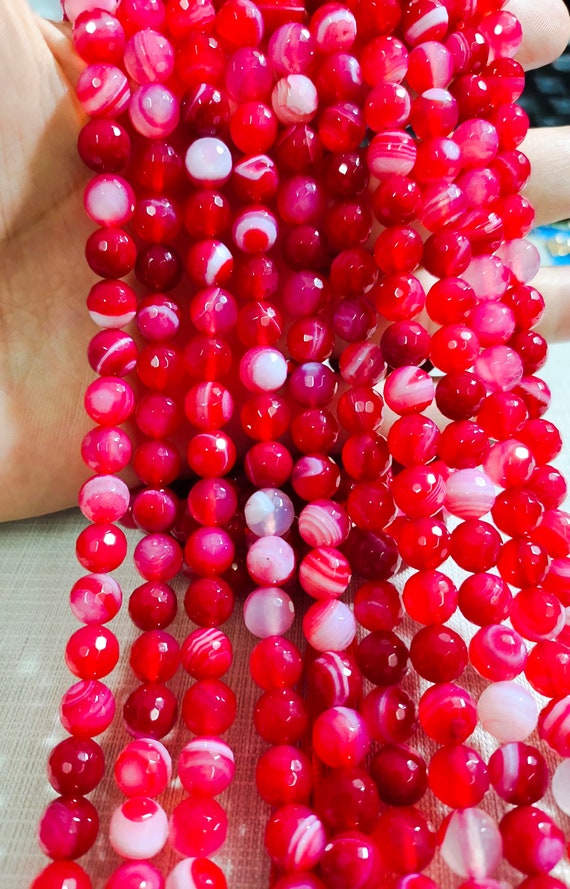 1 full strand 8mm 10mm Rayed Agate Round Beads Agate Faceted - Etsy España