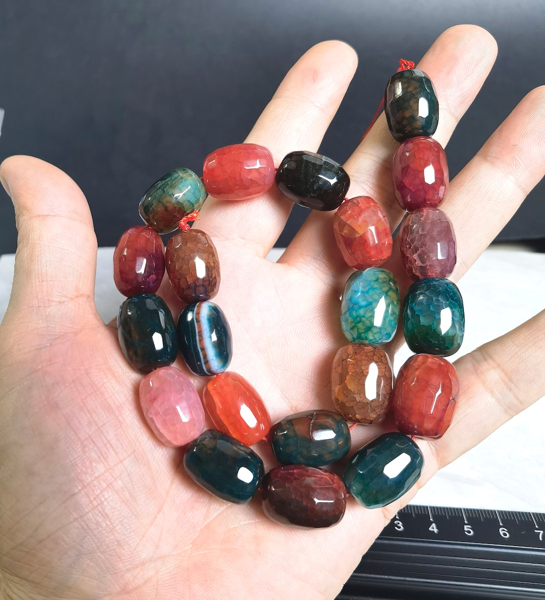 14x18mm Agate Chunky Barrel Beads ,21 Pcs Multicolored Agate Drum ...