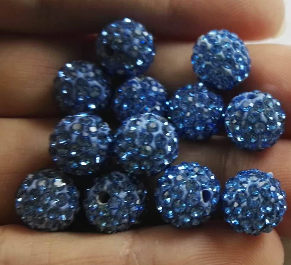 8mm 10mm Light Blue Disco Ball BeadsMicro Pave | Etsy