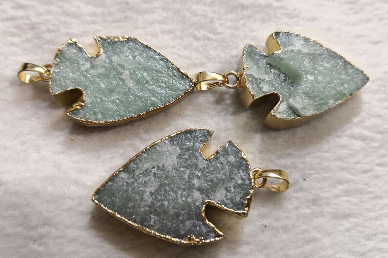 3pcs Arrowhead Natural Raw Crystal Pendant Quartz Druzy | Etsy