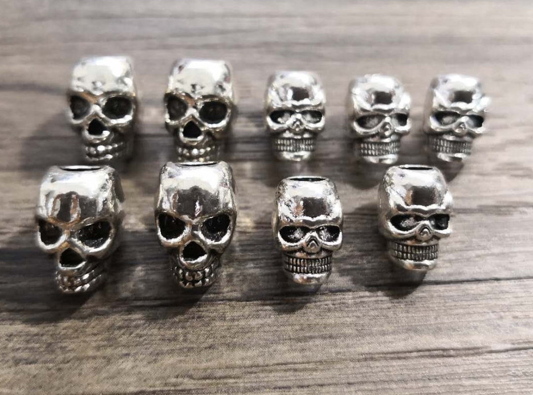 Antique Silver Skull Beads ,large Hole Skull Beads , 10mm ,12mm Skull ...