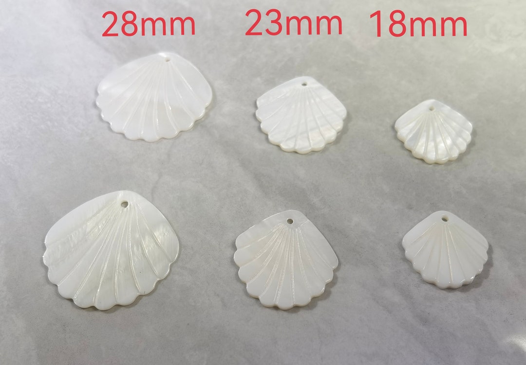 White Mother of Pearl Shell Leaf Charms ,MOP Fan Shaped Charms , MOP ...