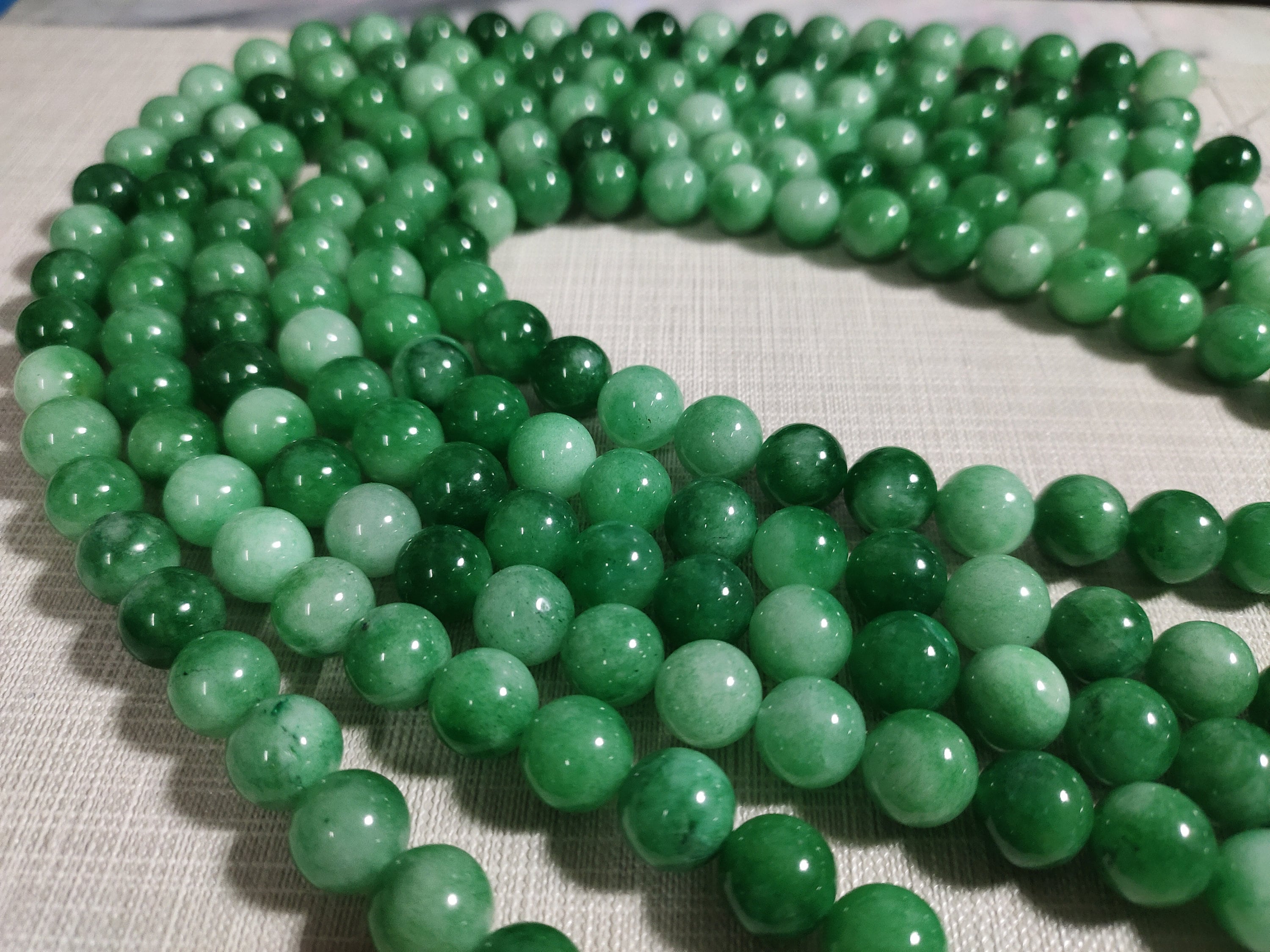 1 Full Strand Natural Green Jade Round Beads ,jade Beads ,6m 8mm 10mm ...