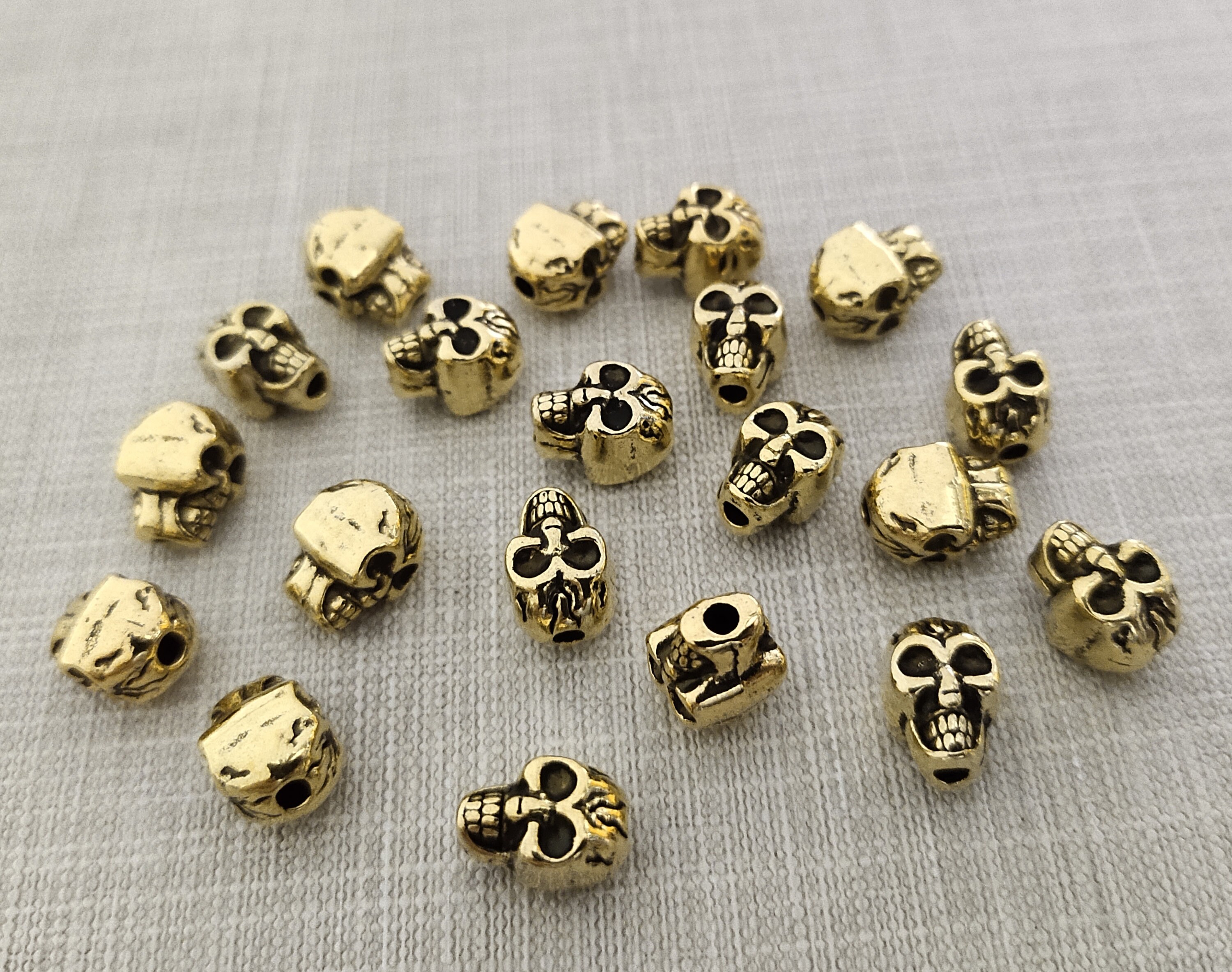 30pcs Antique Silver ,gold Skull Head Beads ,2 Sided Skull Head Beads ...
