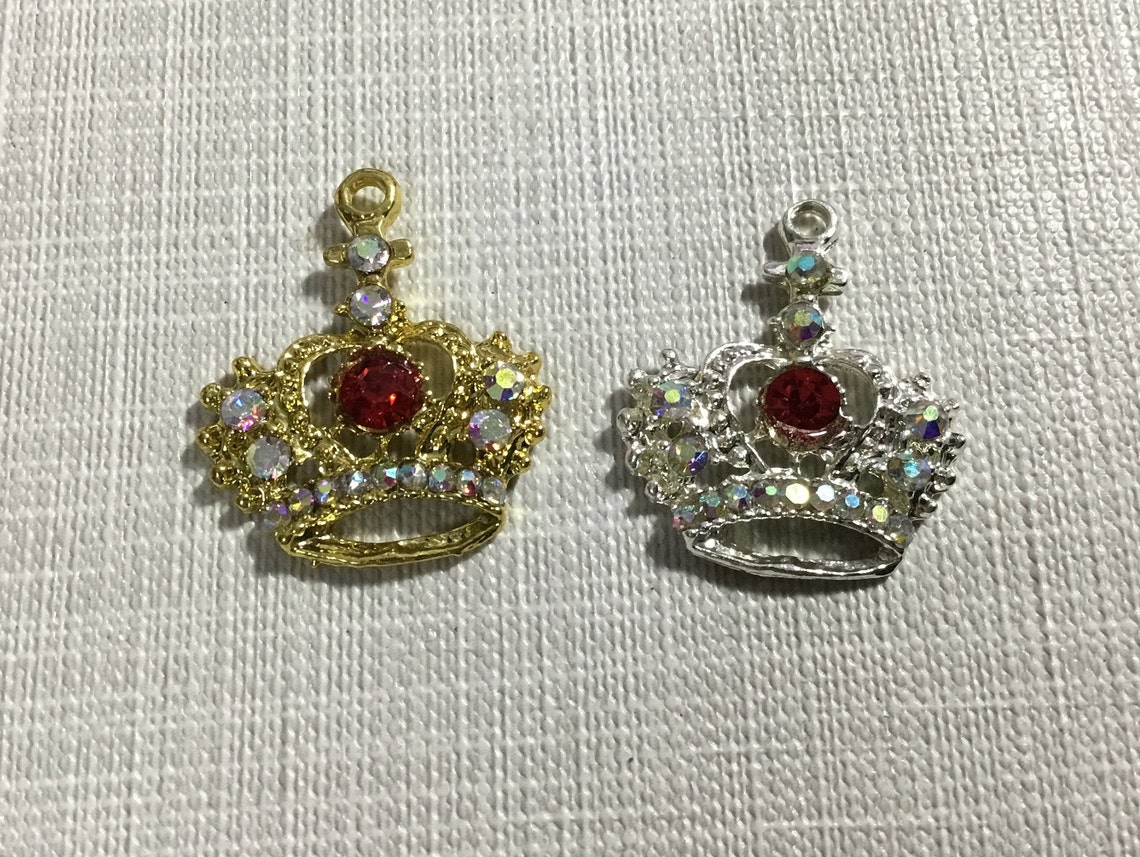 10pcs Crown Charms Rhinestone Crown Charms Crown Pendant | Etsy